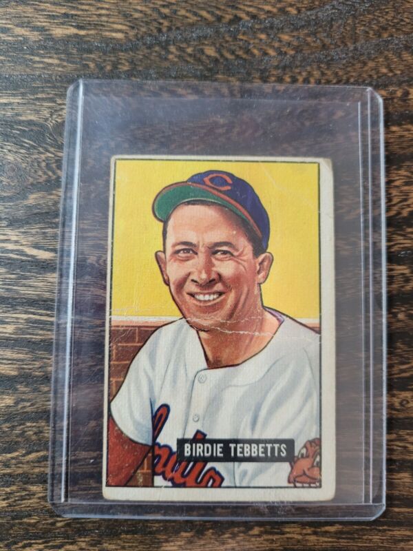 1951 BOWMAN BIRDIE TEBBETTS 257 RC ROOKIE BASEBALL CLEVELAND INDIANS ...