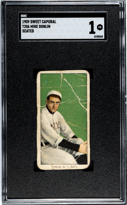 1909 T206 MIKE DONLIN NNO POOR SWEET CAPORAL 150 SEATED SGC 1 NEW YORK ...