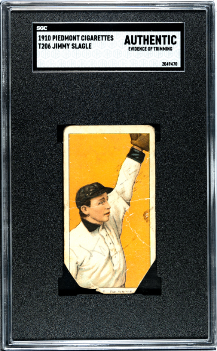 1909 T206 JIMMY SLAGLE NNO POOR PIEDMONT 350 SGC A BASEBALL BALTIMORE ...