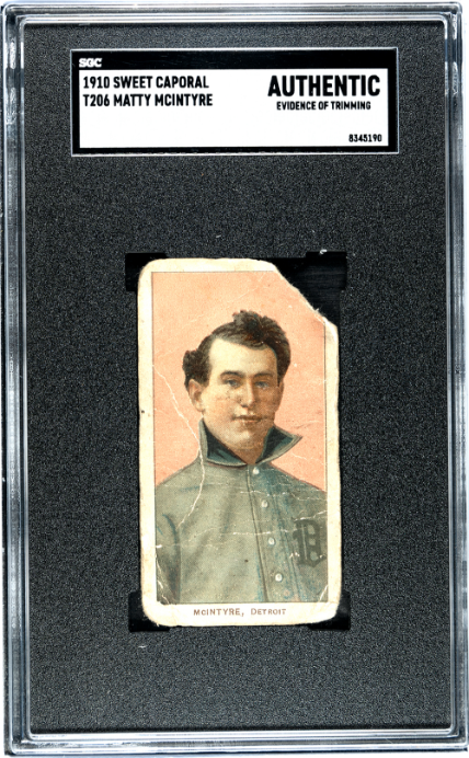 1909 T206 MATTY MCINTYRE NNO POOR SWEET CAPORAL 350 SGC A DETROIT TIGE ...