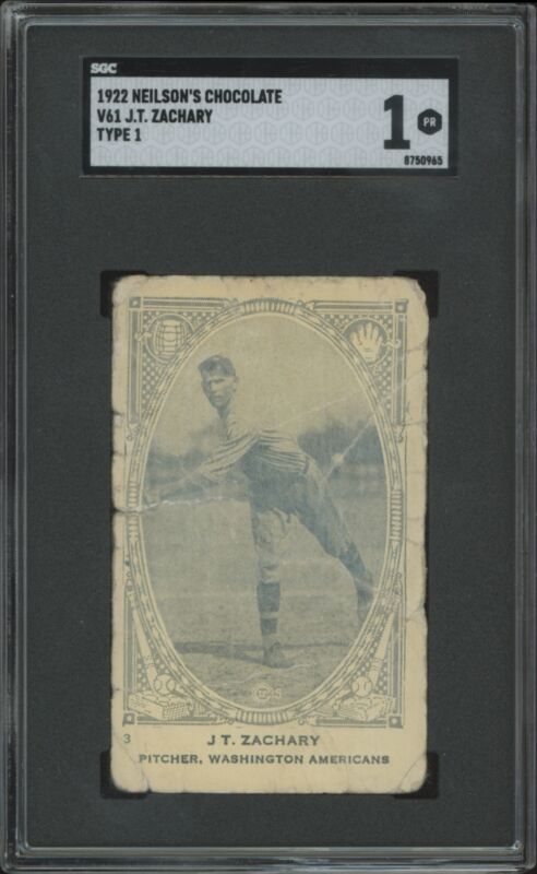 1922 NEILSON'S CHOCOLATE TOM ZACHARY 3 POOR V61 TYPE 1 SGC 1 WASHINGTO ...